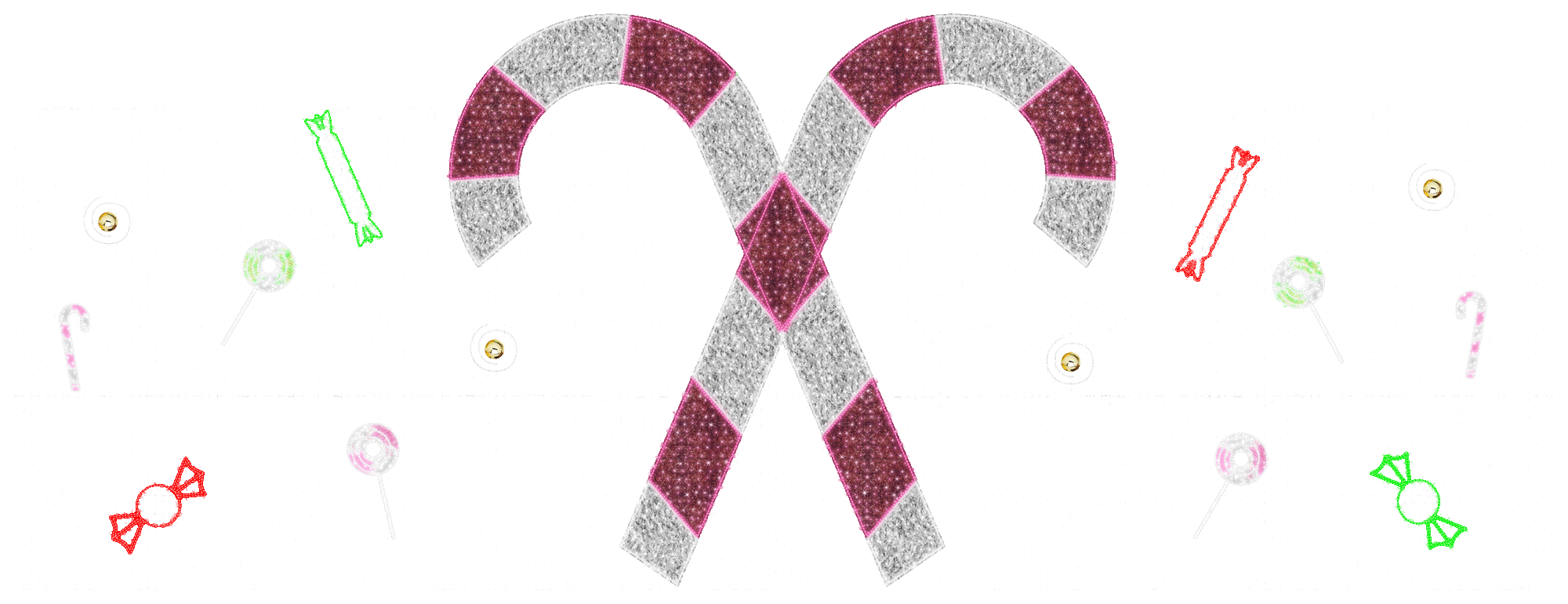 Lighted Panel Wall with Pink Candy Canes - 53ft L